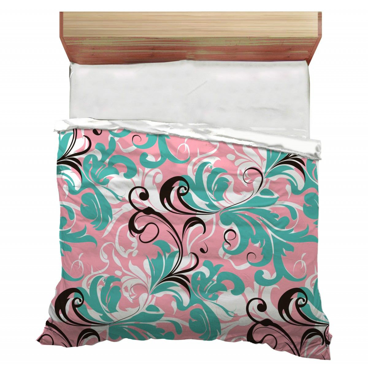 VisionDecor Salmon Swirls Bedding Illustration Comforter Flowing Forms ...