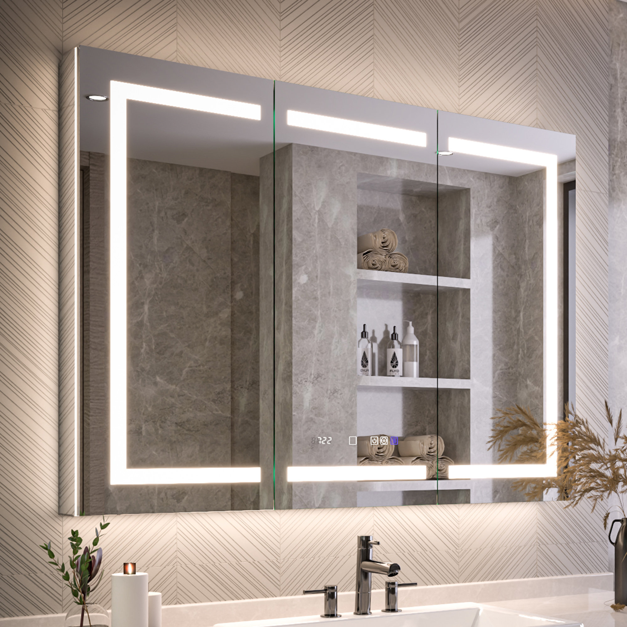 MODLAND elevs LED Lighted Large Backlit Mirror Bathroom Medicine ...