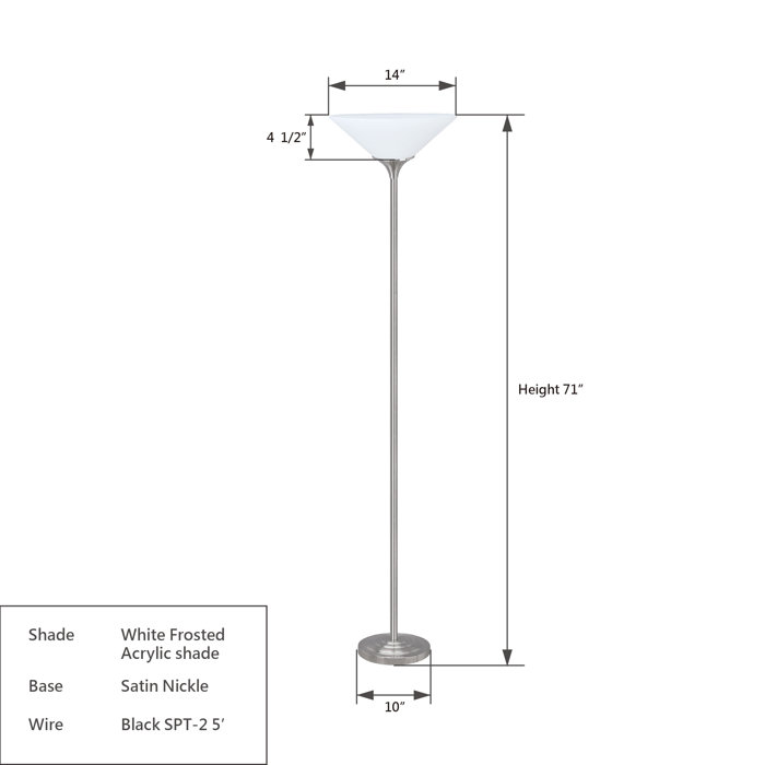 Lark Manor Analynn 71'' Satin Nickel Torchiere Floor Lamp & Reviews ...