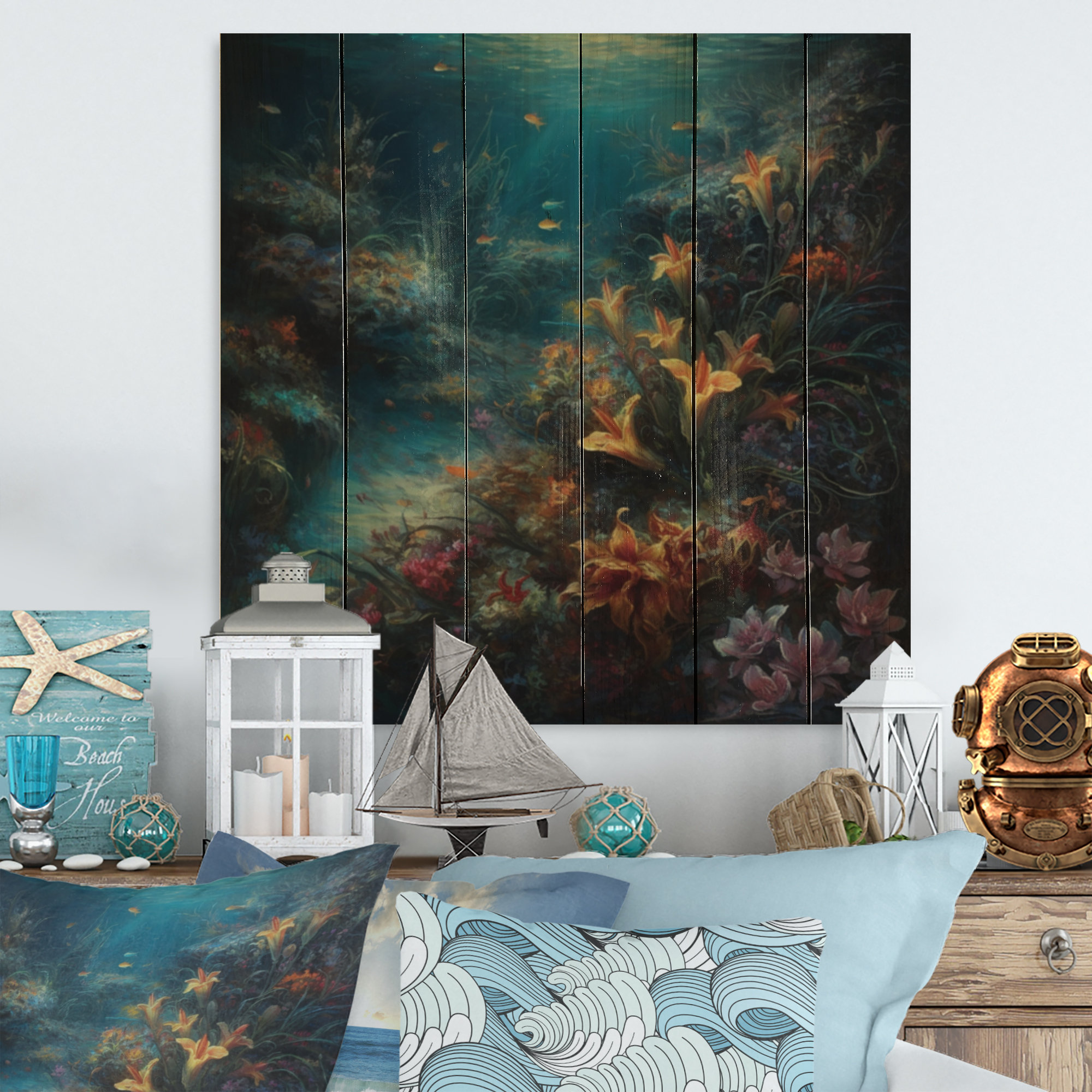 Red Barrel Studio® Ocean Core Flowers - Modern Landscape Beachs Print ...