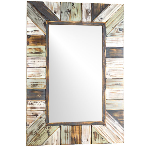 Union Rustic Whitlock Rustic Wood Plank Rectangular Framed Wall Mirror ...
