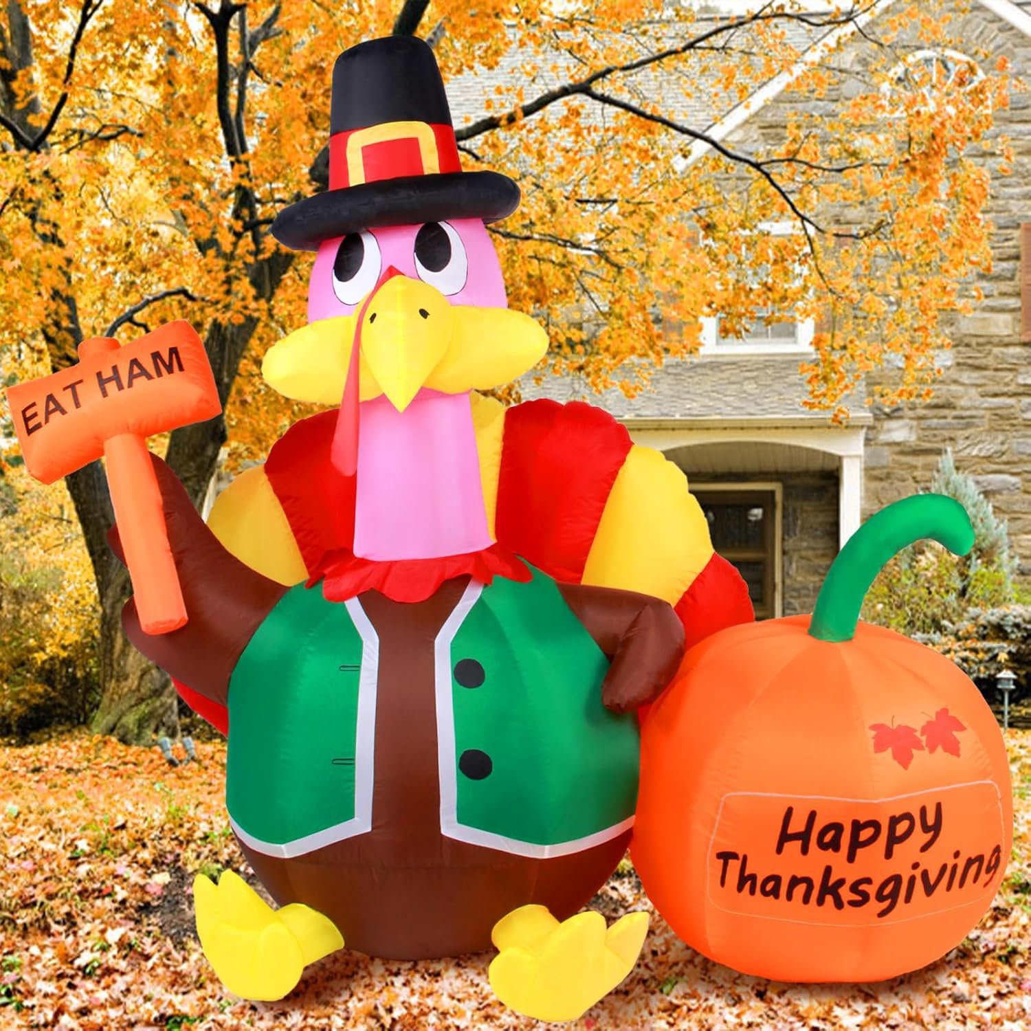 The Holiday Aisle® Inflatable Turkey Outdoor Thanksgiving Decoration ...