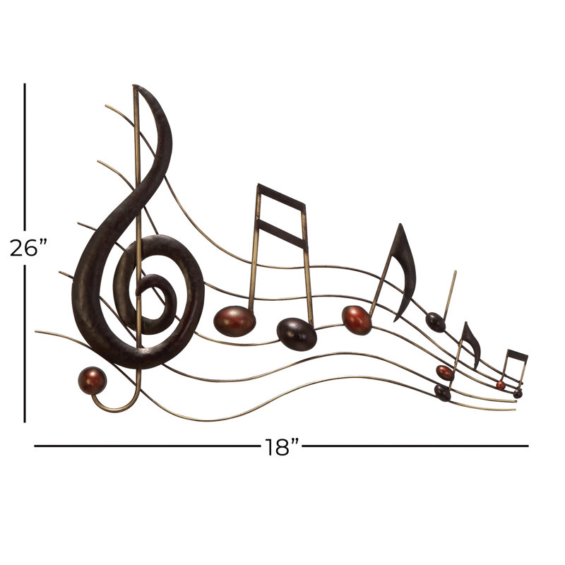 Red Barrel Studio® Metal Musical Notes Brown Wall Decor with Gold ...