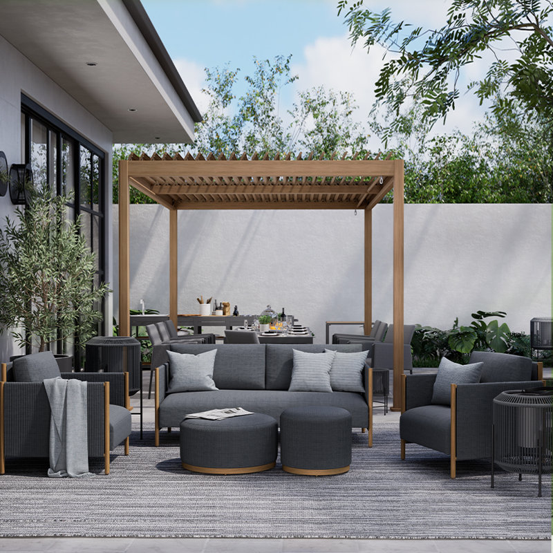 Wade Logan® Briles Metal 5 Piece Sofa Seating Group with Olefin ...