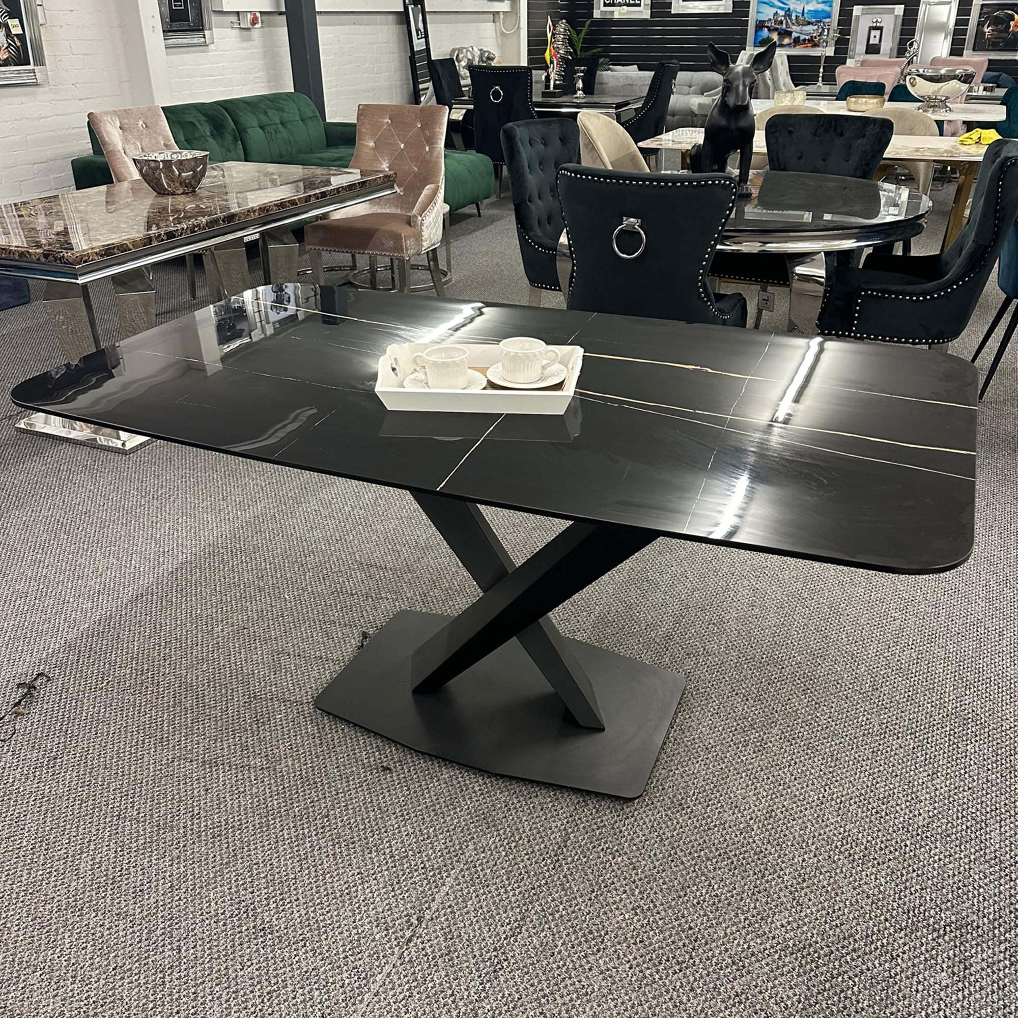 Metro Lane Apollo Dining Table 160cm L x 90cm W - Slimline Black ...