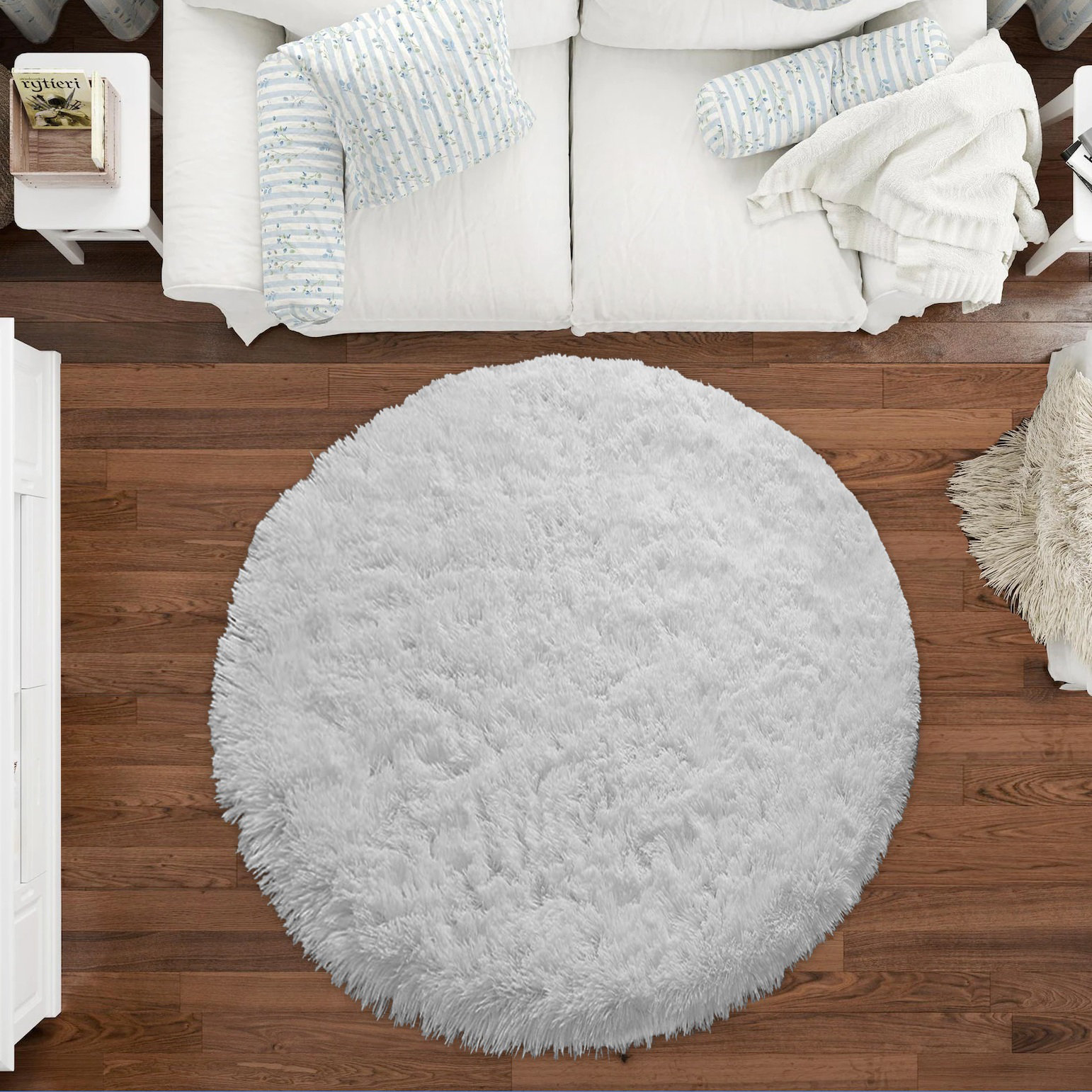 Cheer Collection Shaggy Hair Rug With Anti Slip Bottom 5'' Round ...