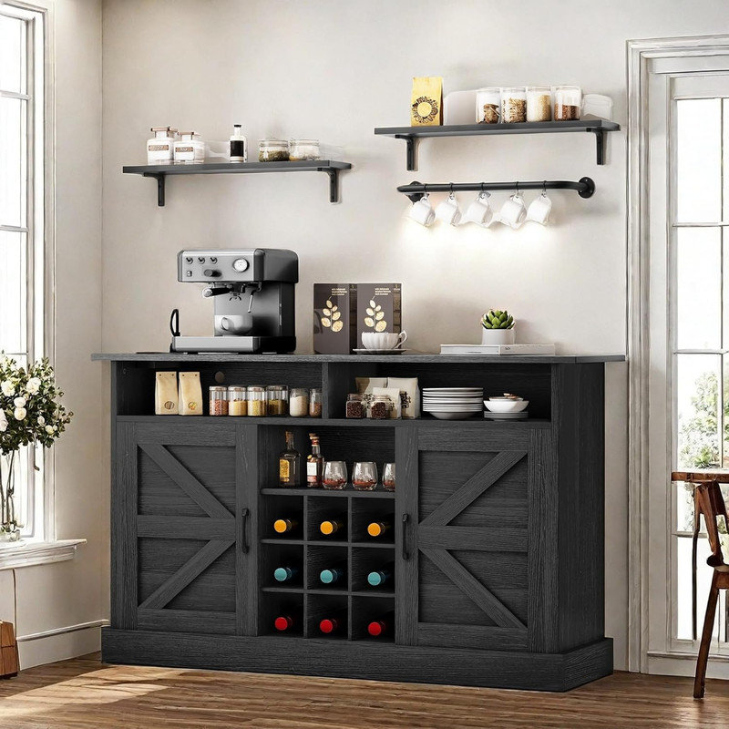 August Grove® Farmhouse Sideboard Buffet Cabinet with Storage, Coffee ...