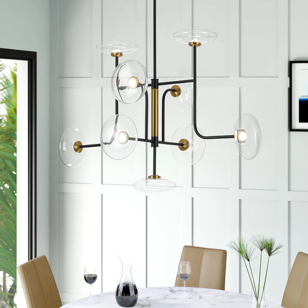 Ivy Bronx 9 - Light L-shape Sputnik Design Glass Large Linear Led ...