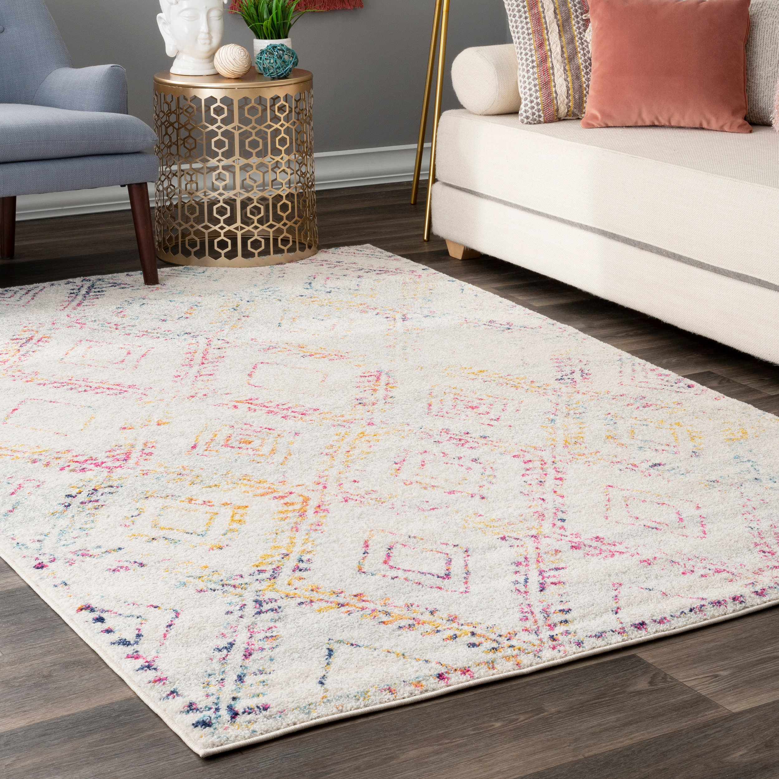 Bungalow Rose Robeson Geometric Ivory Area Rug & Reviews | Wayfair