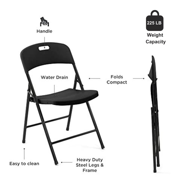 Inbox Zero Leslieann Plastic/Resin Stackable Folding Chair 4pc Set ...