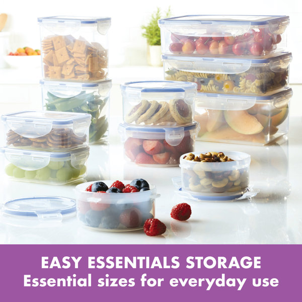 LocknLock Easy Essentials Rectangular Food Storage Container Set, 22 ...