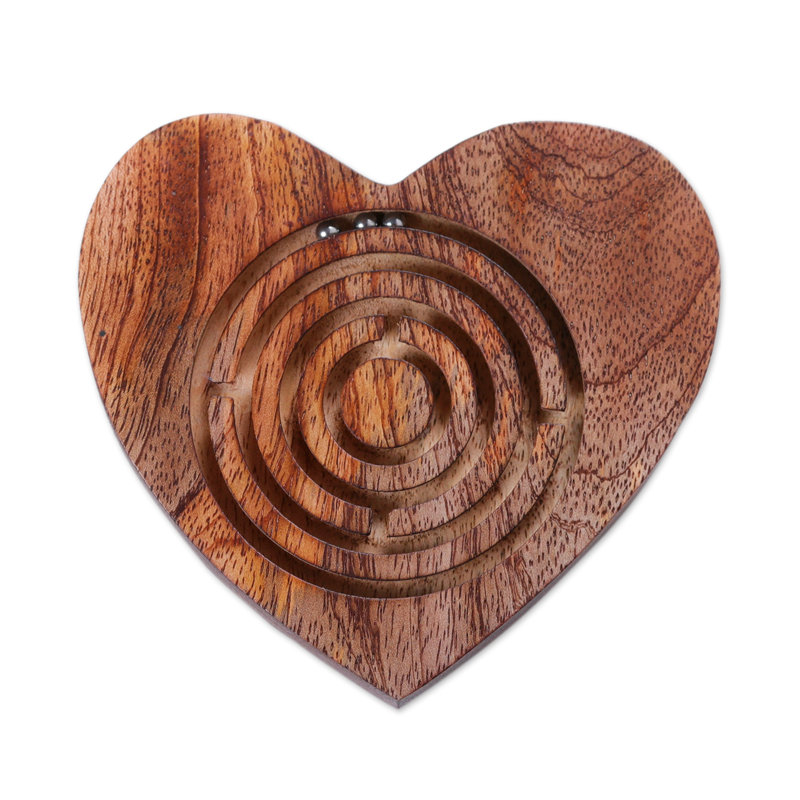 Novica Handmade Heart Roads Wood Maze Game | Wayfair