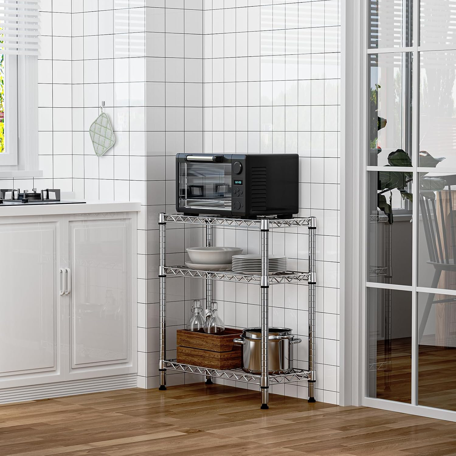 Rebrilliant 3 Shelf Storage Shelving Unit Metal Wire Rack | Wayfair