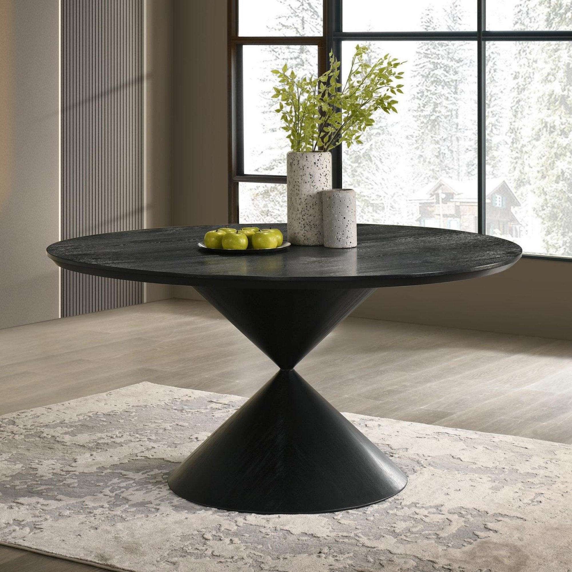 Hokku Designs 59" Round Dining Table with Hourglass Base - Wayfair Canada
