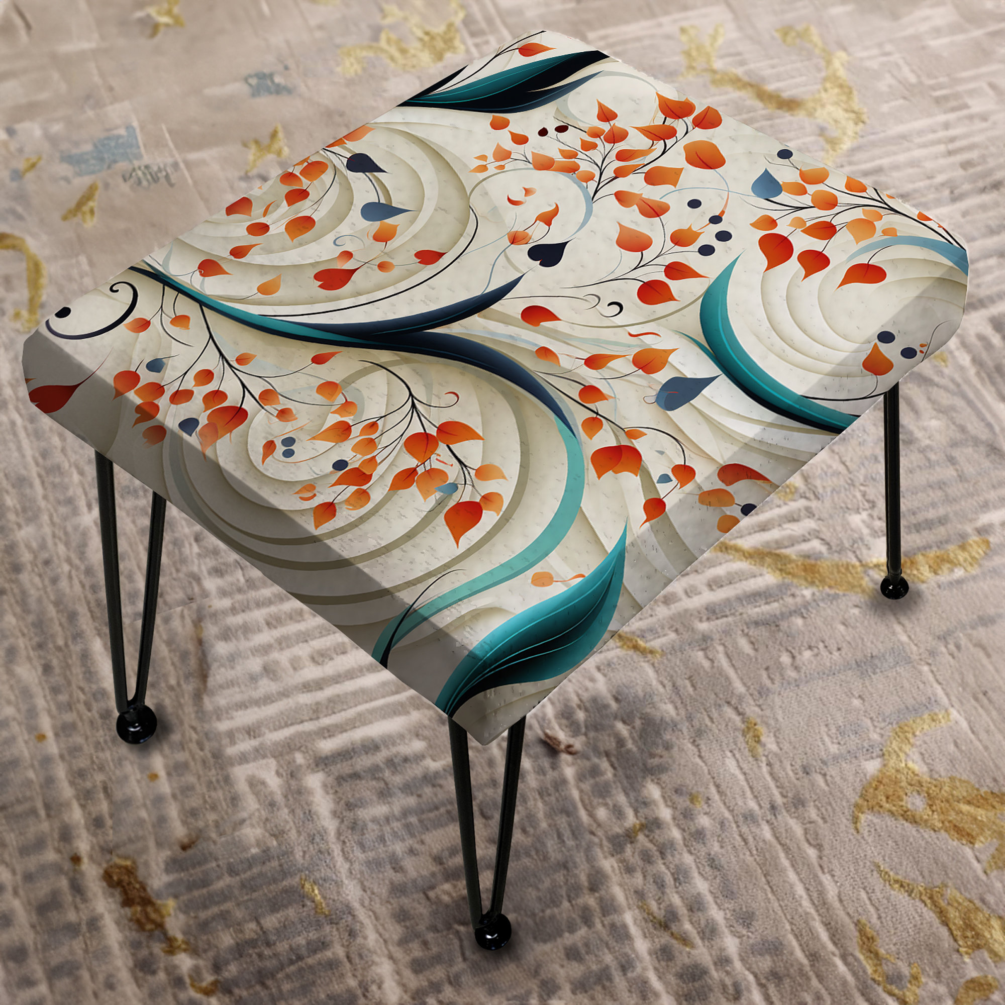 Design Art Orange Spiritual Harmony Botanical Zen - Floral Rectangle ...