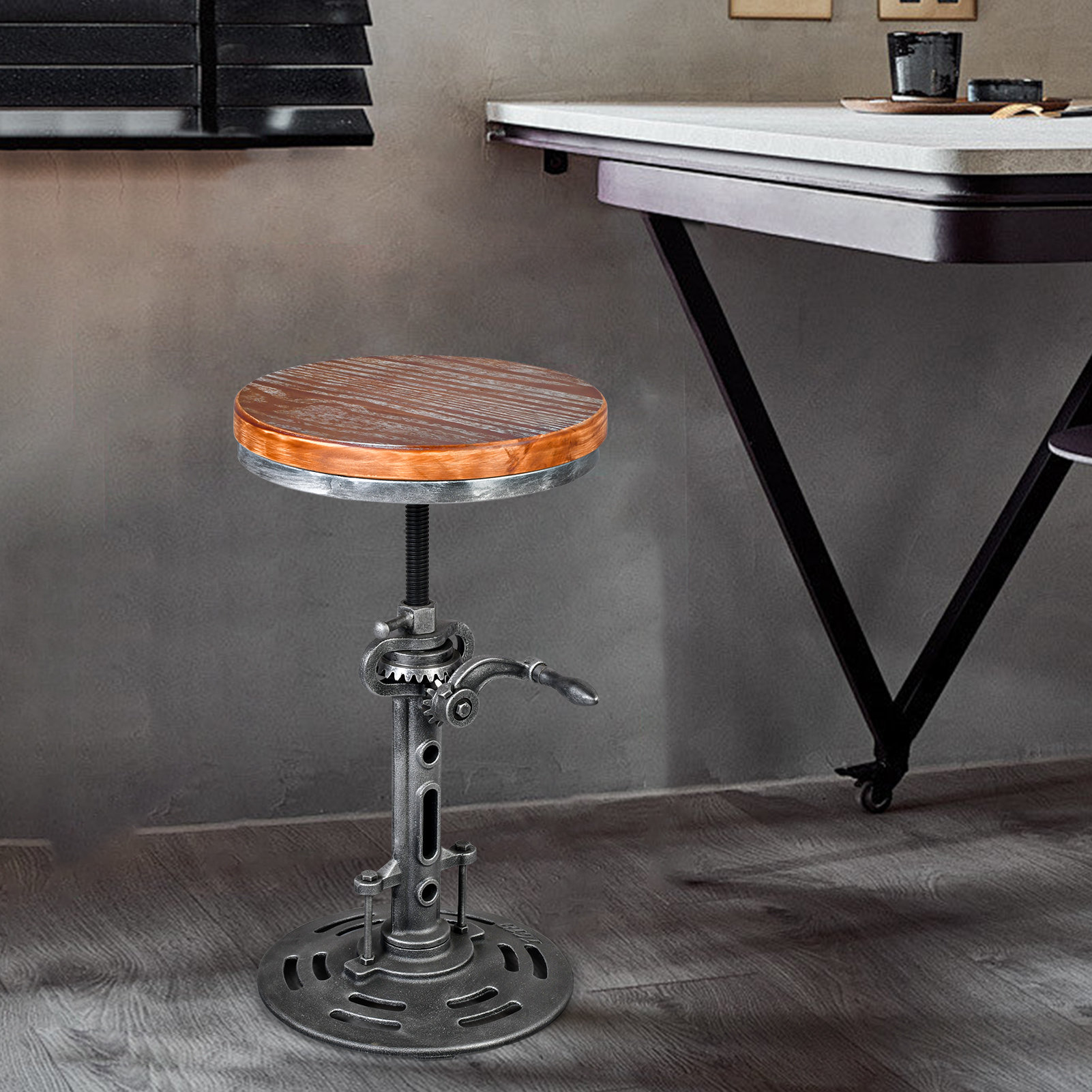 Williston Forge Jedrick Swivel Solid Wood Adjustable Height Bar Stool ...