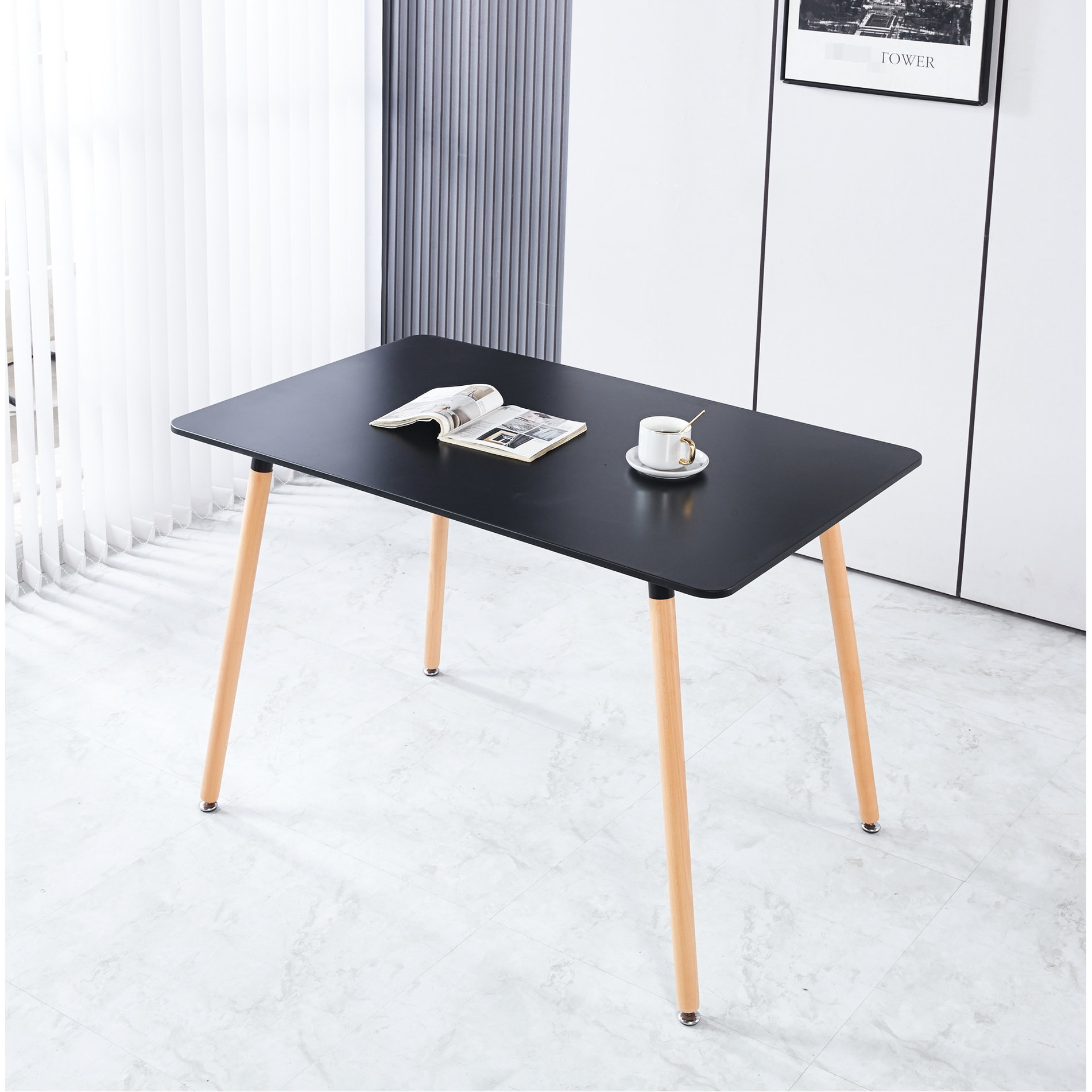 Latitude Run® 115X75x75cm Dining Table With Robust Metal Leg Support ...
