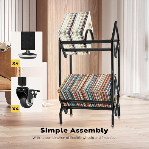 17 Stories 34.3'' H 2 Tier Vinyl Record Storage Rack | Wayfair
