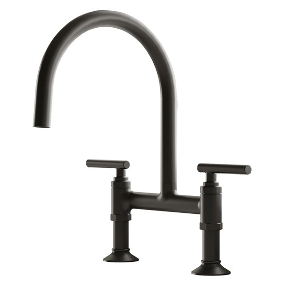 KIKO HOME Bridge Kitchen Faucet With Swivel Spout 2 Hole Kitchen Sink ...