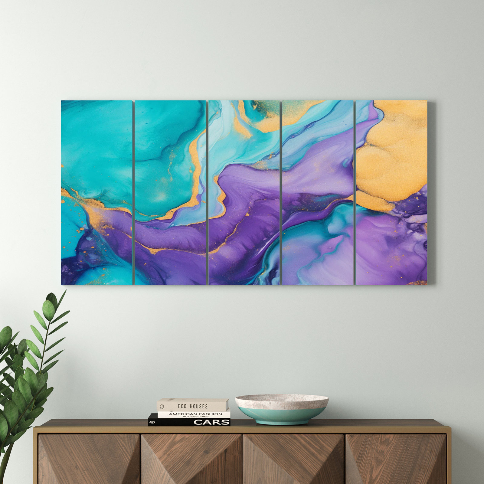 Wade Logan® Turquoise And Purple Liquid Art I - Fractals Metal Wall ...