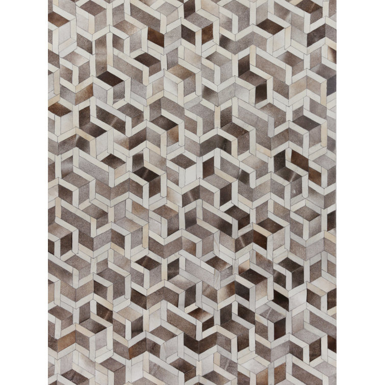 Exquisite Rugs Natural Hide Cowhide Geometric Area Rug | Perigold