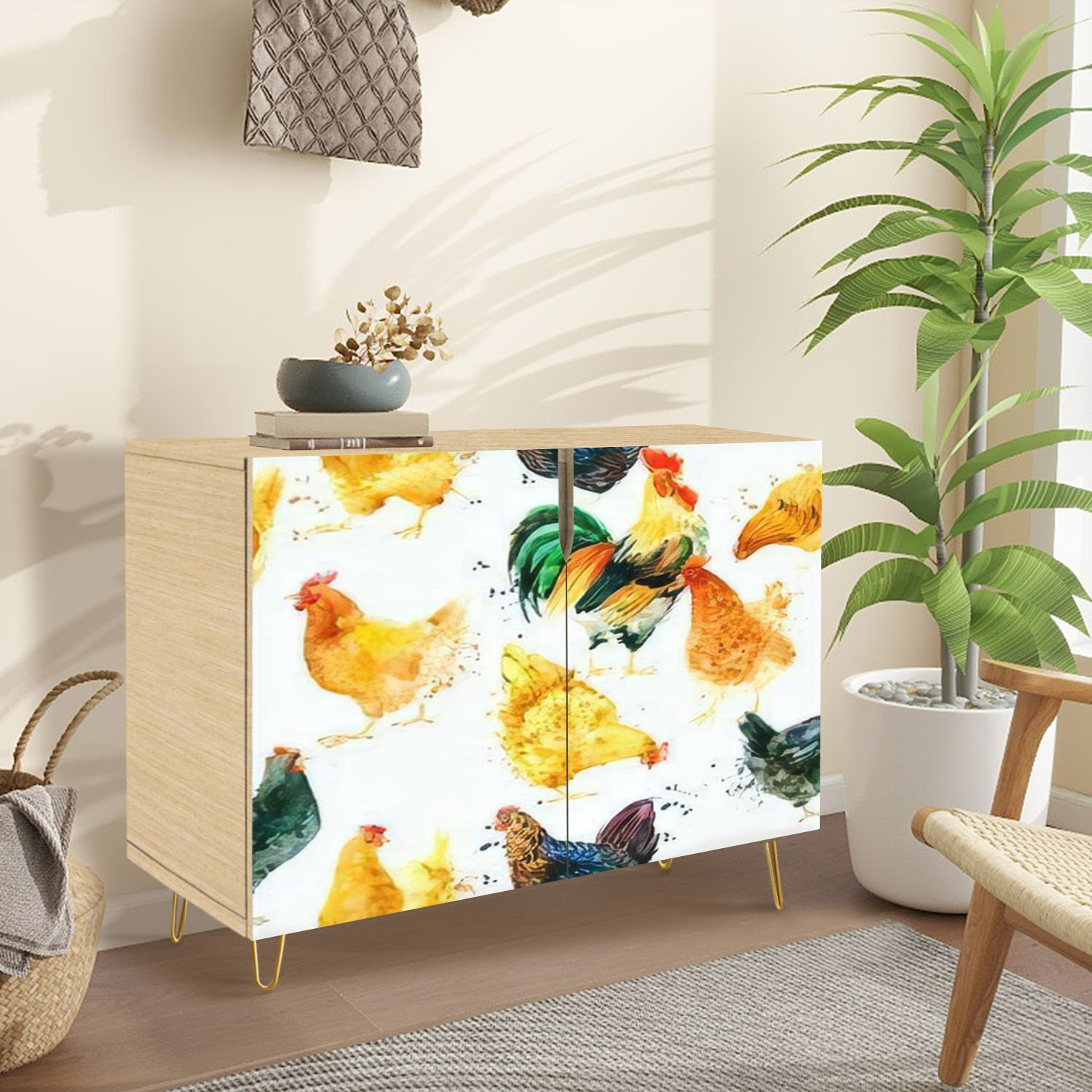 Dakota Fields Sideboard Buffet Cabinet with Storage Chicken Rooster ...