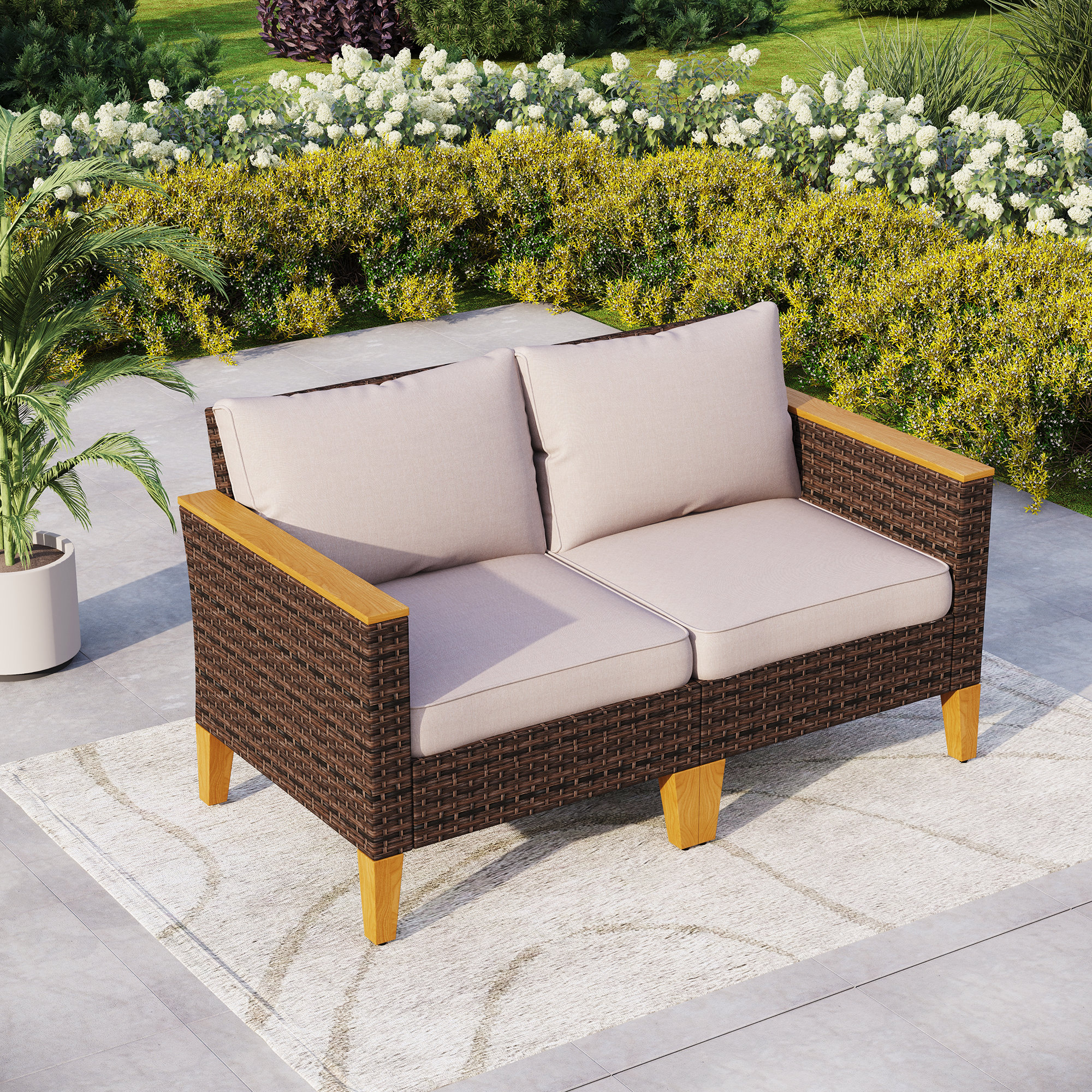 Lark Manor™ Argyri Wicker Outdoor Patio Chairs with Single Armrest and ...