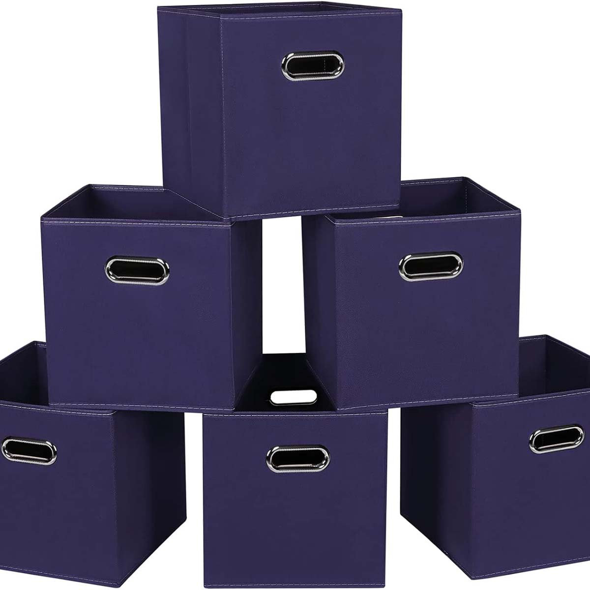 KINOFO Fabric Cloth Storage Bins,Fabric Cube Bins Organizer With Dual ...