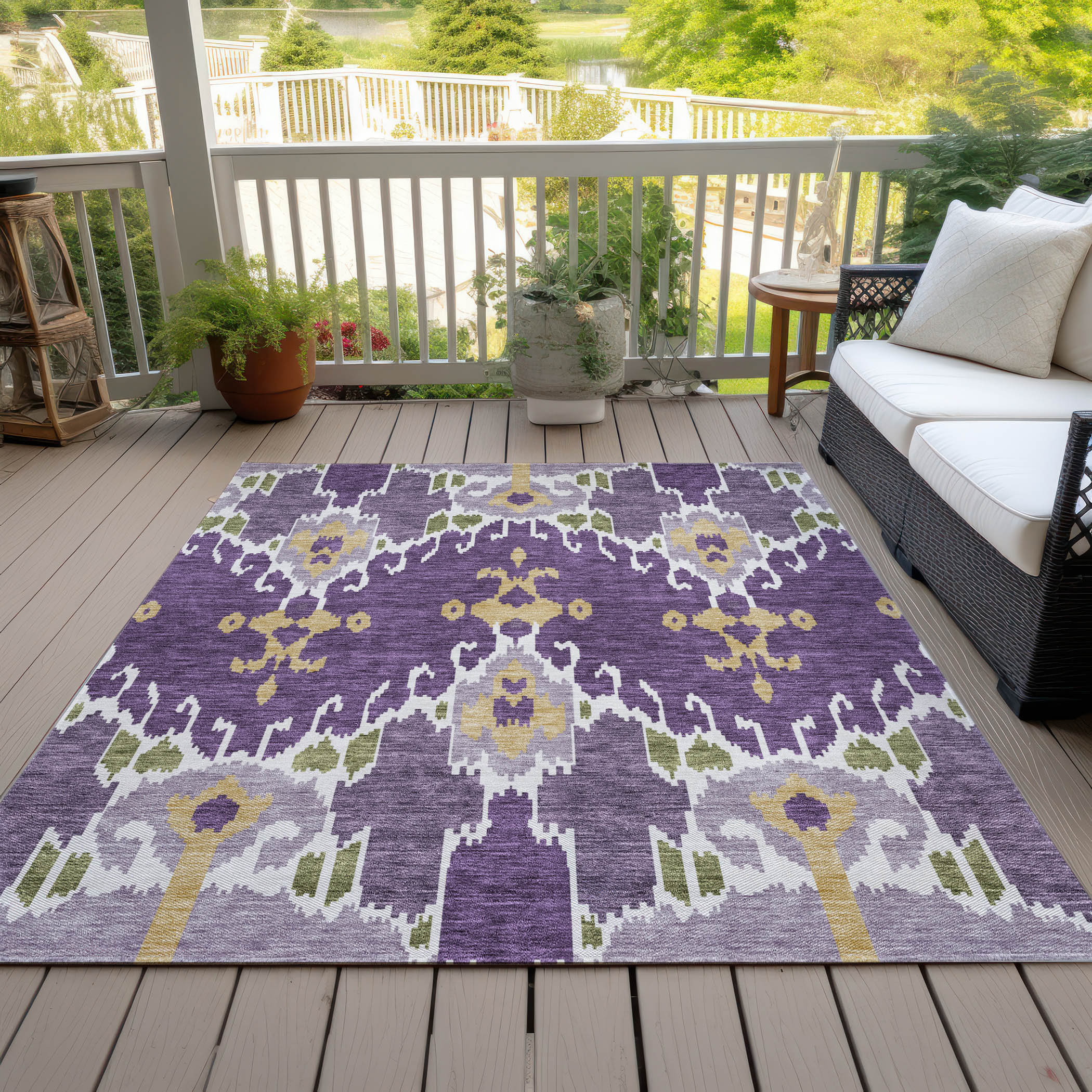 Langley Street® Lamanna Ikat Machine Woven Polyester Indoor / Outdoor ...