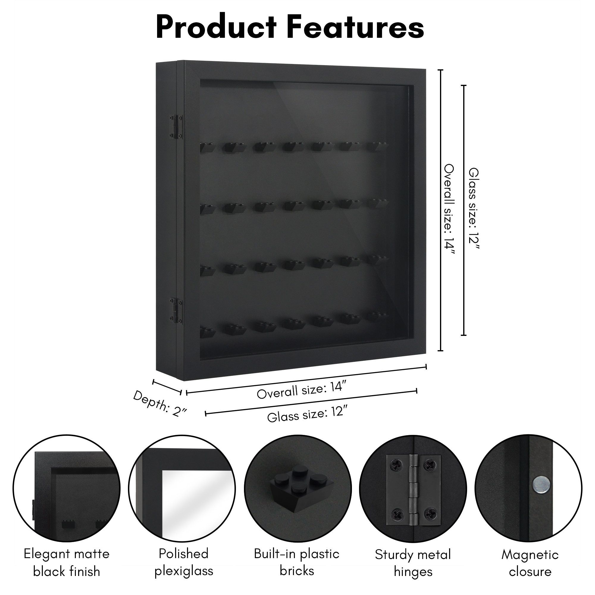 Americanflat Picture Frame 14x14 Minifigure Display Case with Polished ...