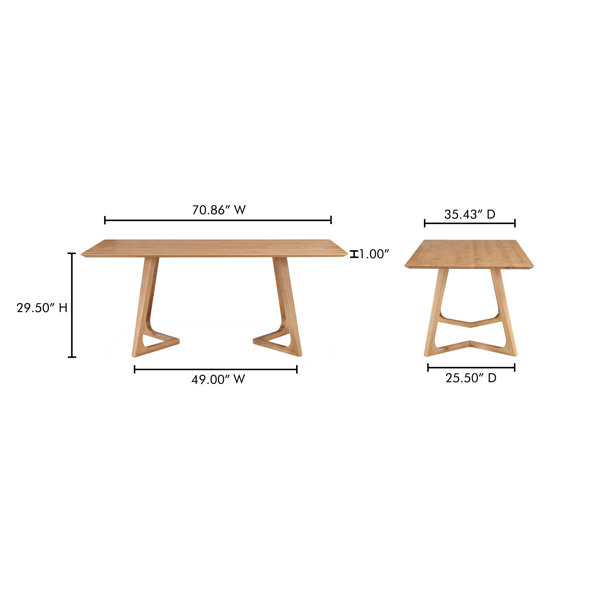 AllModern Fischer 71'' Ash Solid Wood Dining Table & Reviews | Wayfair