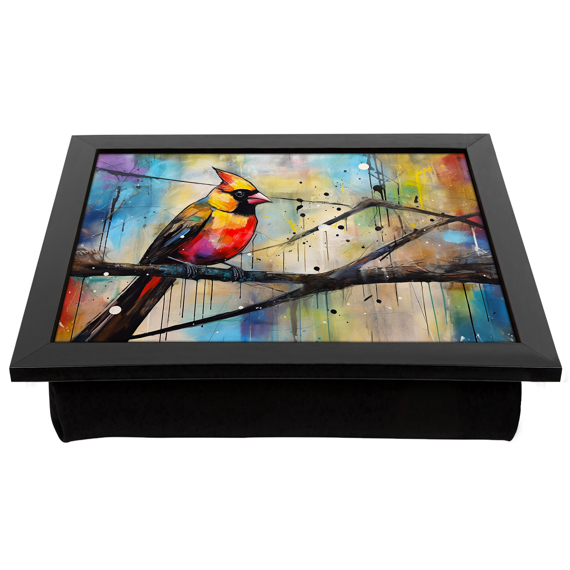 17 Stories Cardinal Bird Abstract No.2 Lap Tray with Cushion | Wayfair.ie