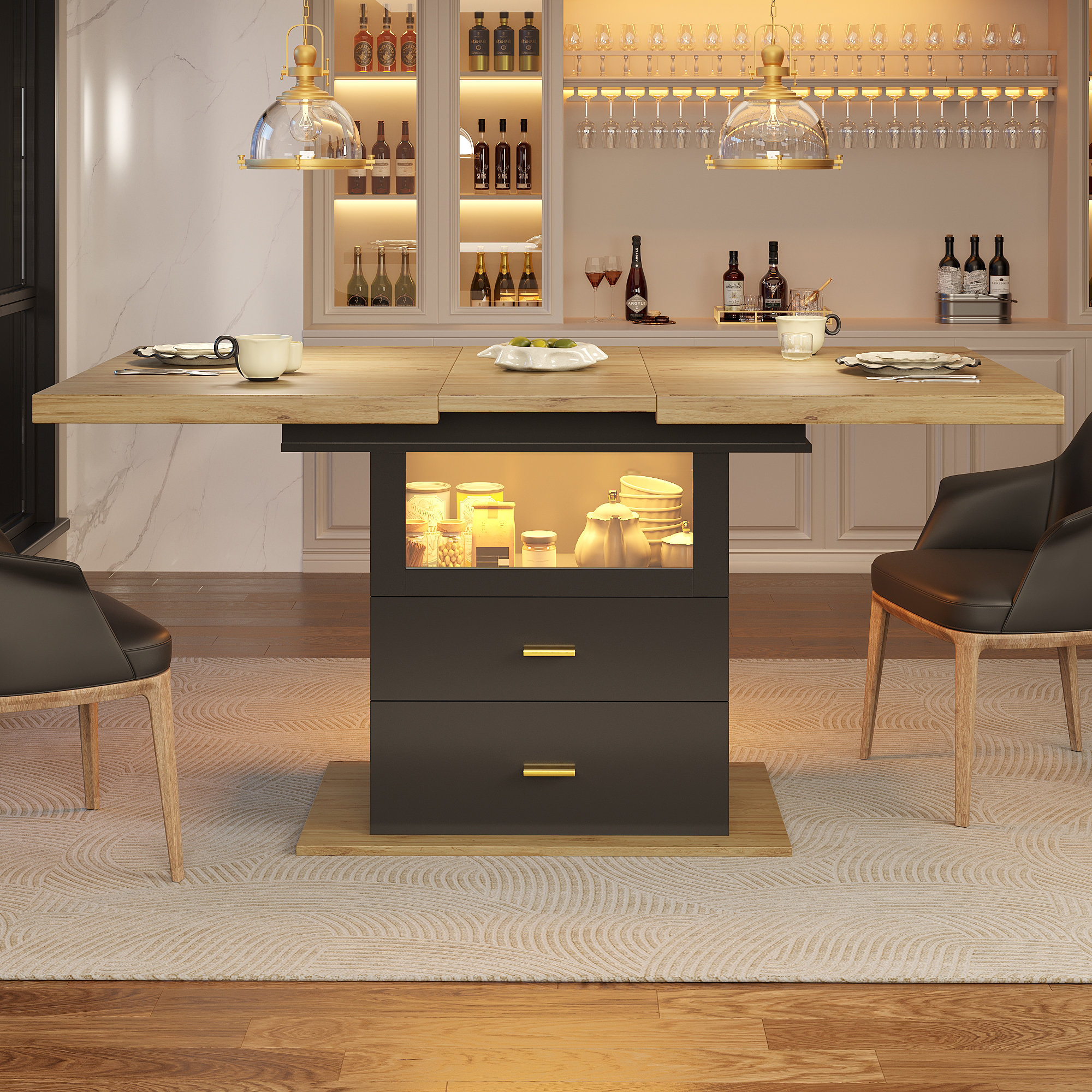Metro Lane Extendable Dining Table To 140 Cm With Led Lighting ...