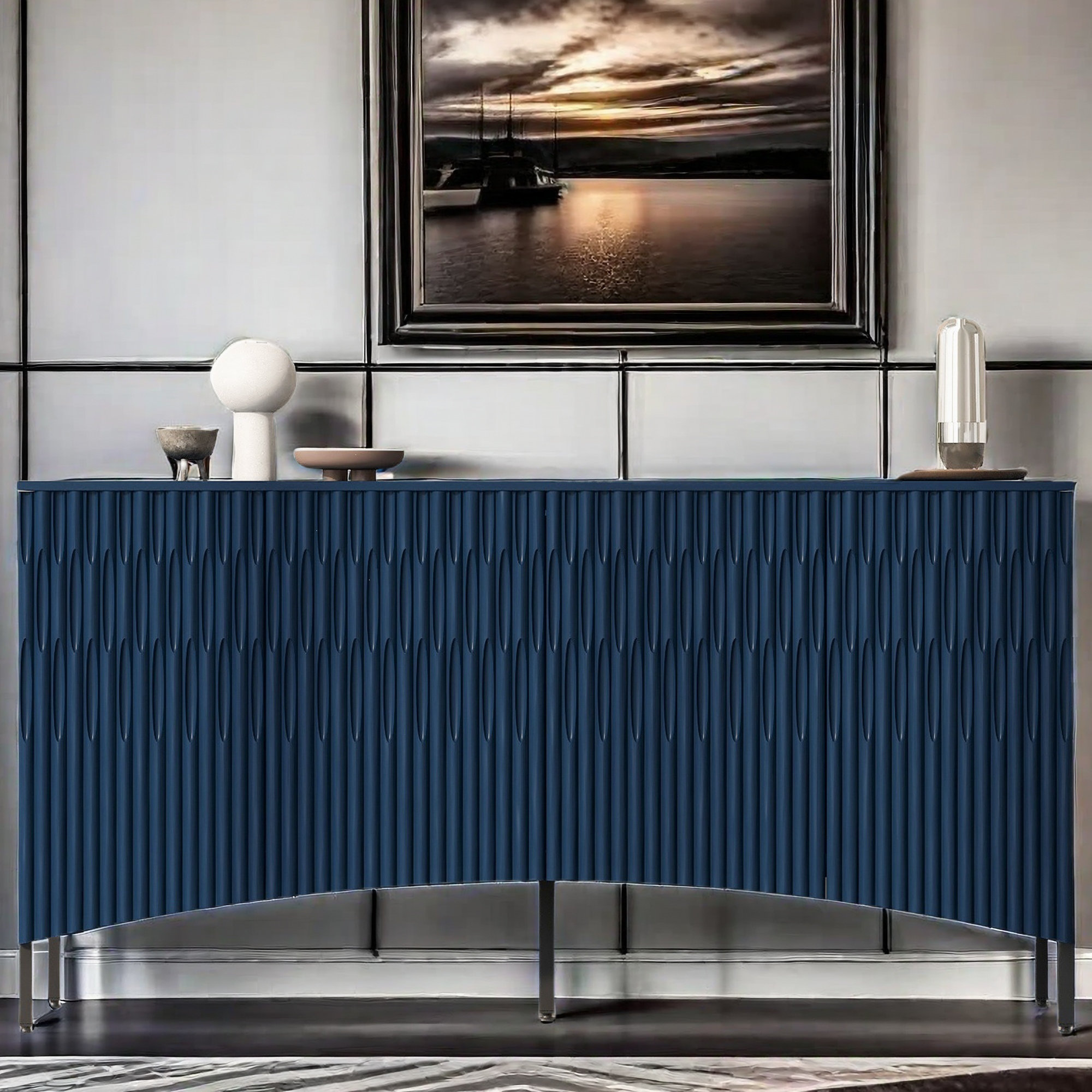 Ebern Designs Konopka Sideboard with Curved Bottom Doors with Arched ...