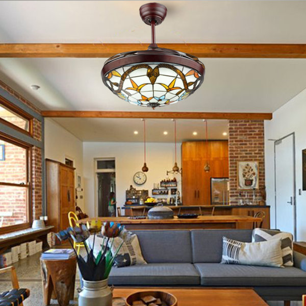 Amcor 42" 4 - Blade Retractable Blades Ceiling Fan with Remote Control ...