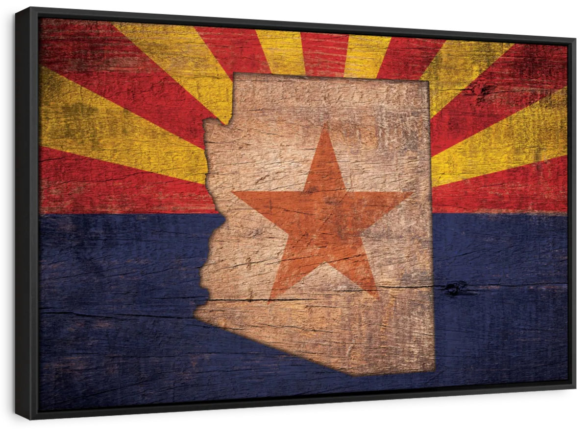 August Grove® State Map Over Arizona Flag Canvas Print | Wayfair
