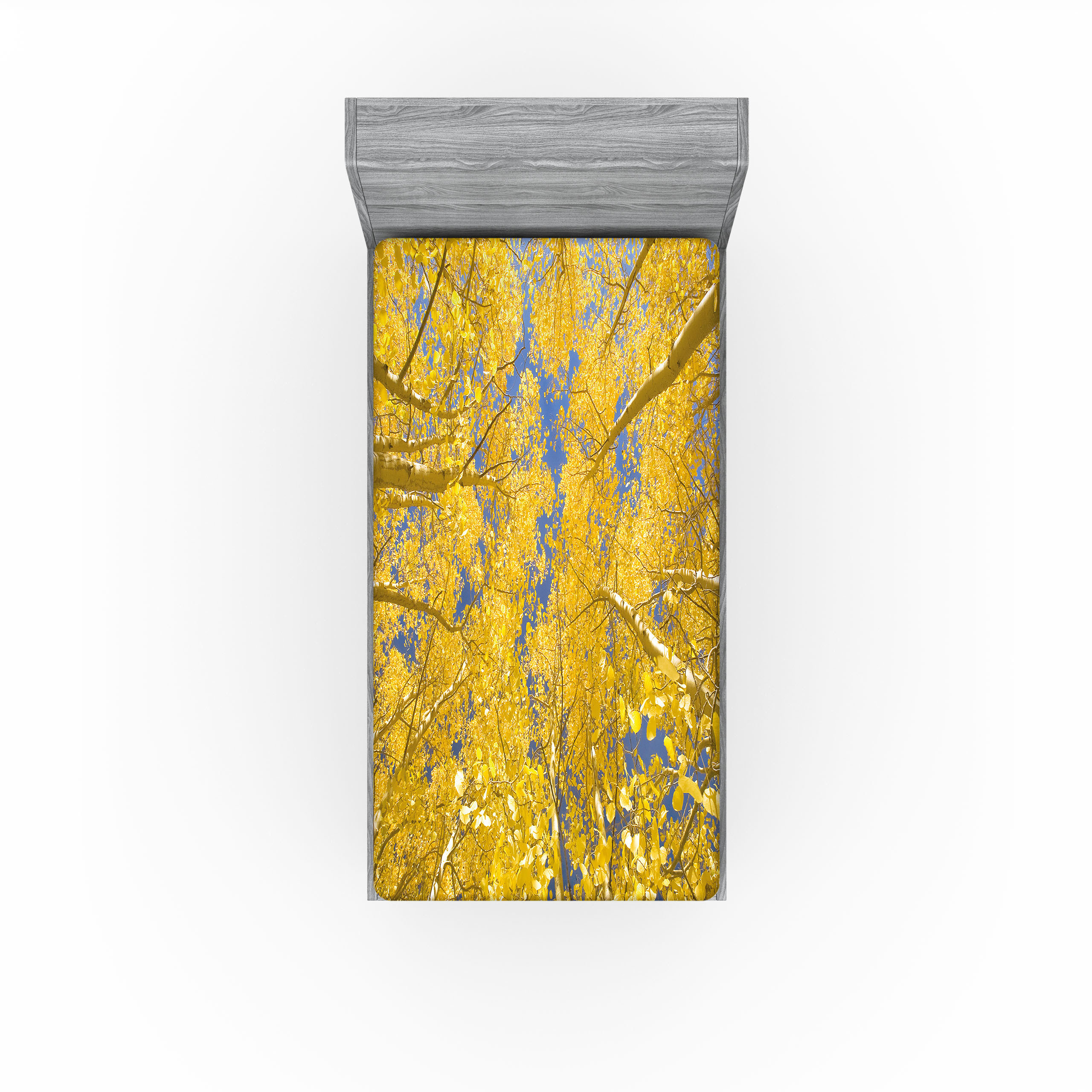Ambesonne Yellow and Blue Fitted Sheet 2-Pack Aspen Trees Yellow | Wayfair