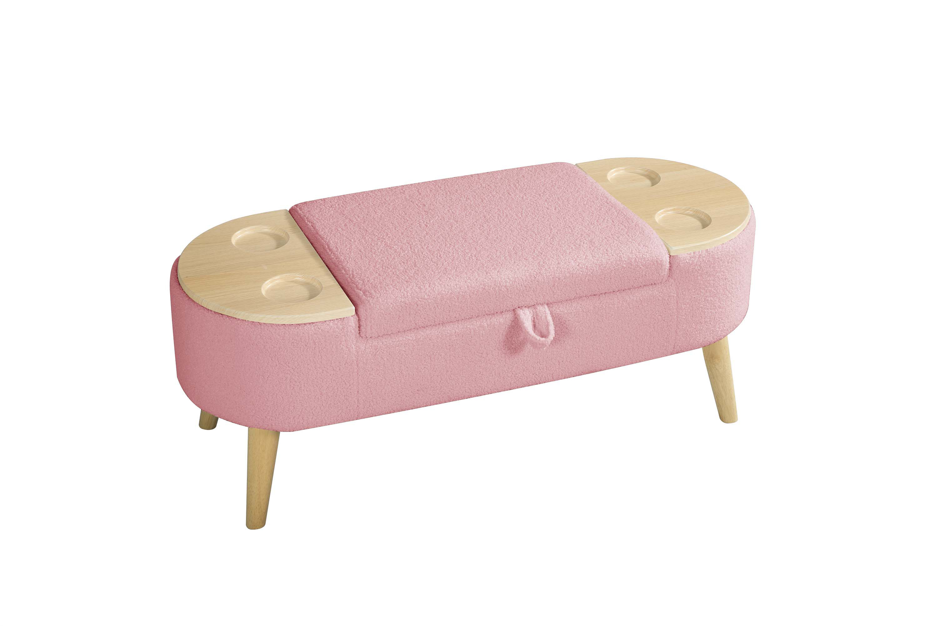 George Oliver Ottoman Oval Storage Bench 3D Pile Fabric Bench With ...