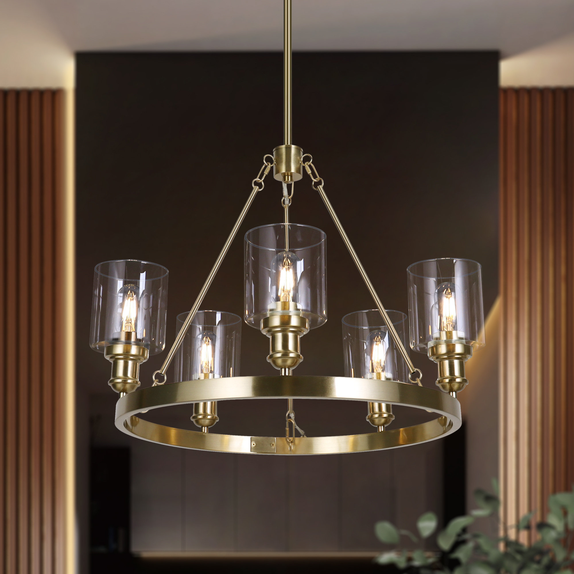 Rosdorf Park Abbiney 5-Light Dimmable Copper Wagon Wheel Chandelier - Wayfair Canada