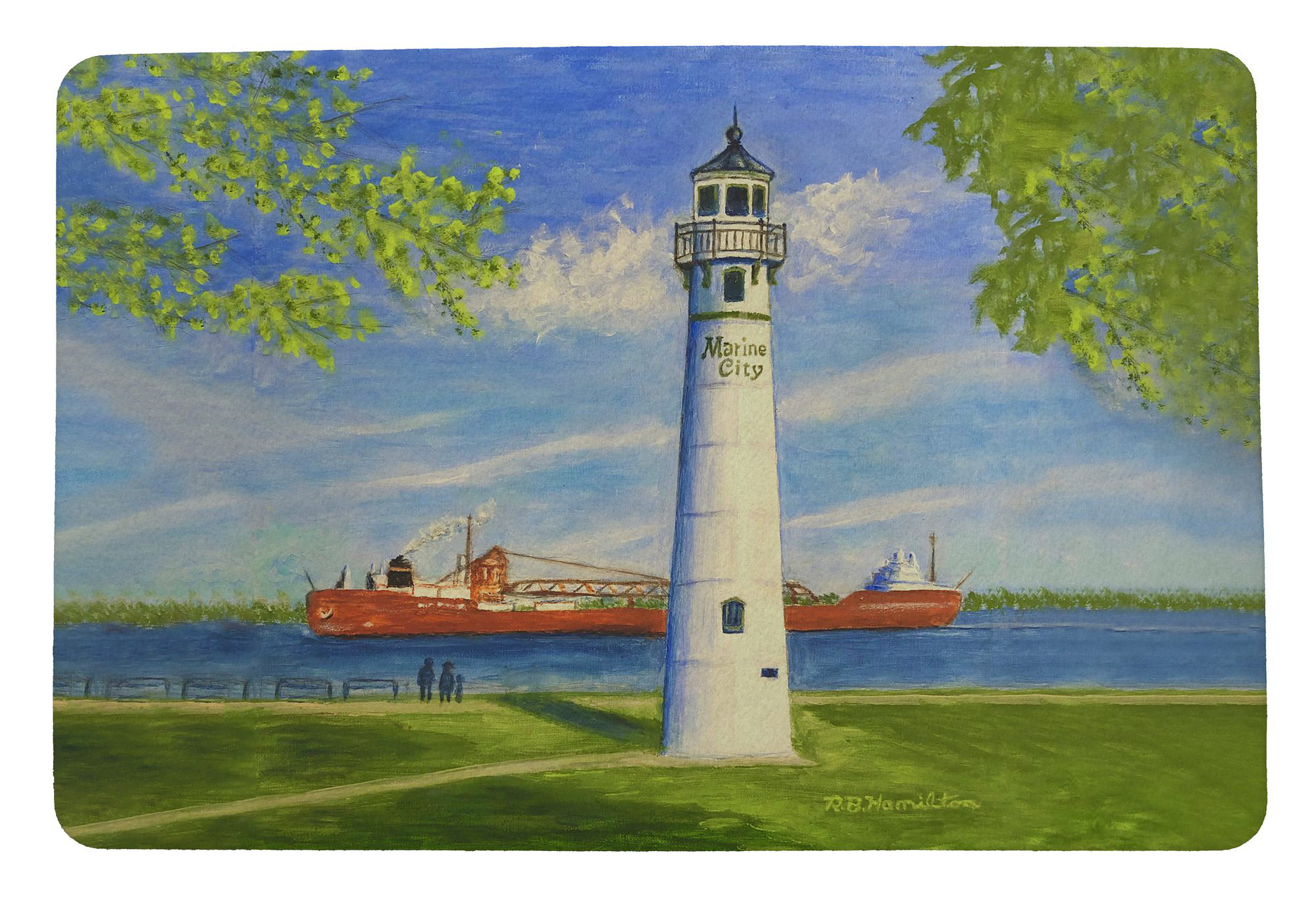 East Urban Home Marine City Lighthouse 50 in. x 30 in. Non-Slip Outdoor ...