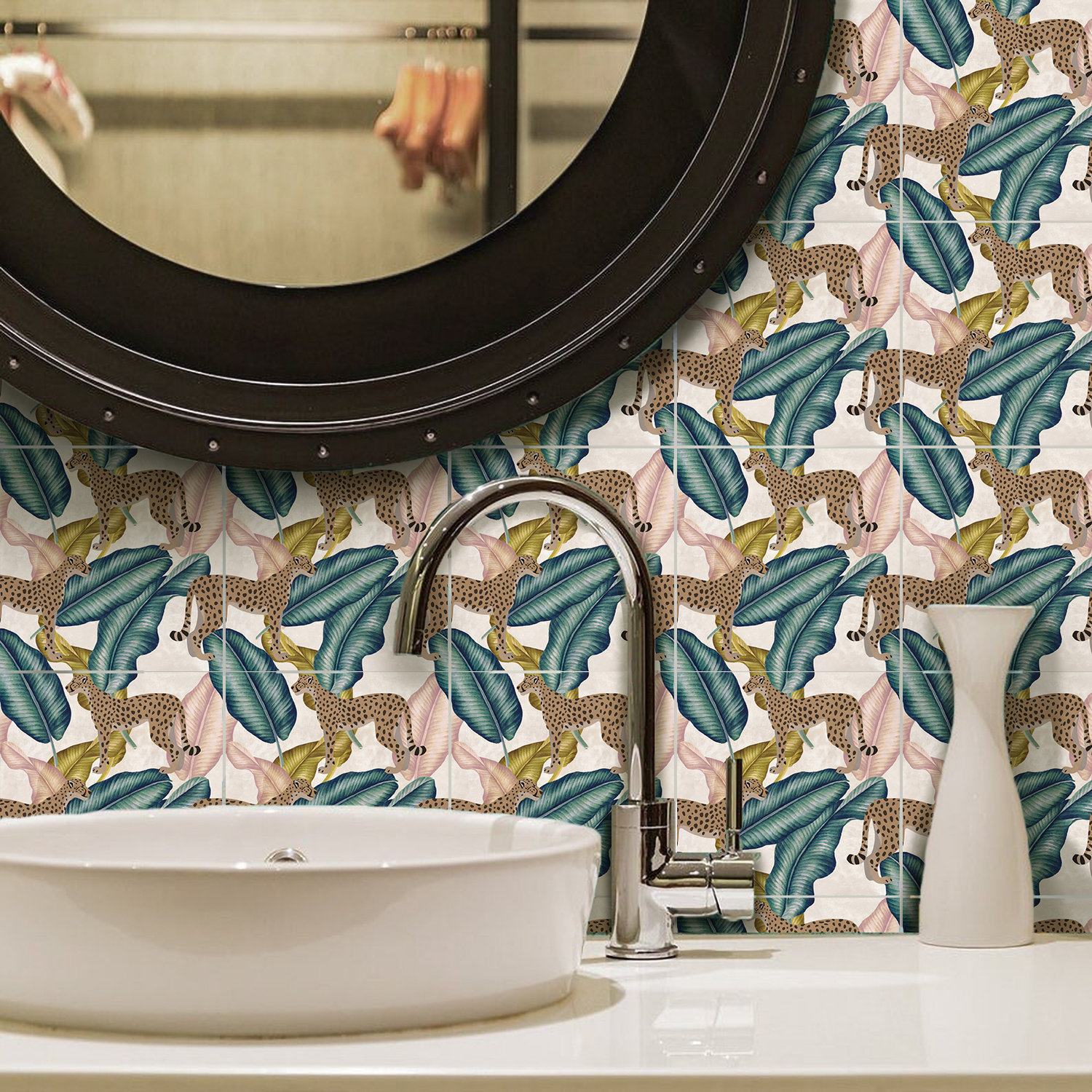 Winston Porter Leopard And Tropical Leaves Peel And Stick Wall Stickers ...