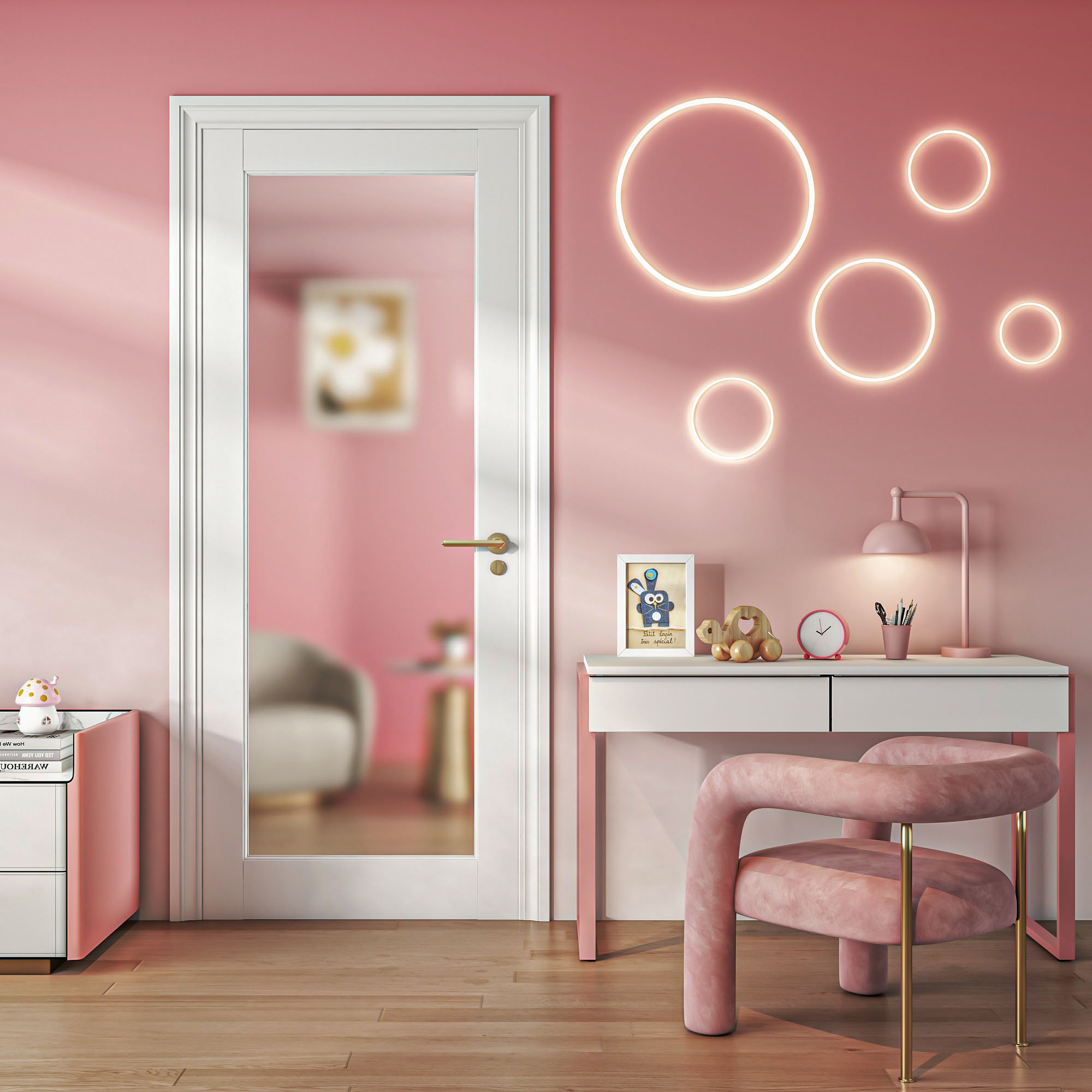 JANUS 80''H 1 Lite Frosted Glass Primed Solid Wood Slab Interior Door ...