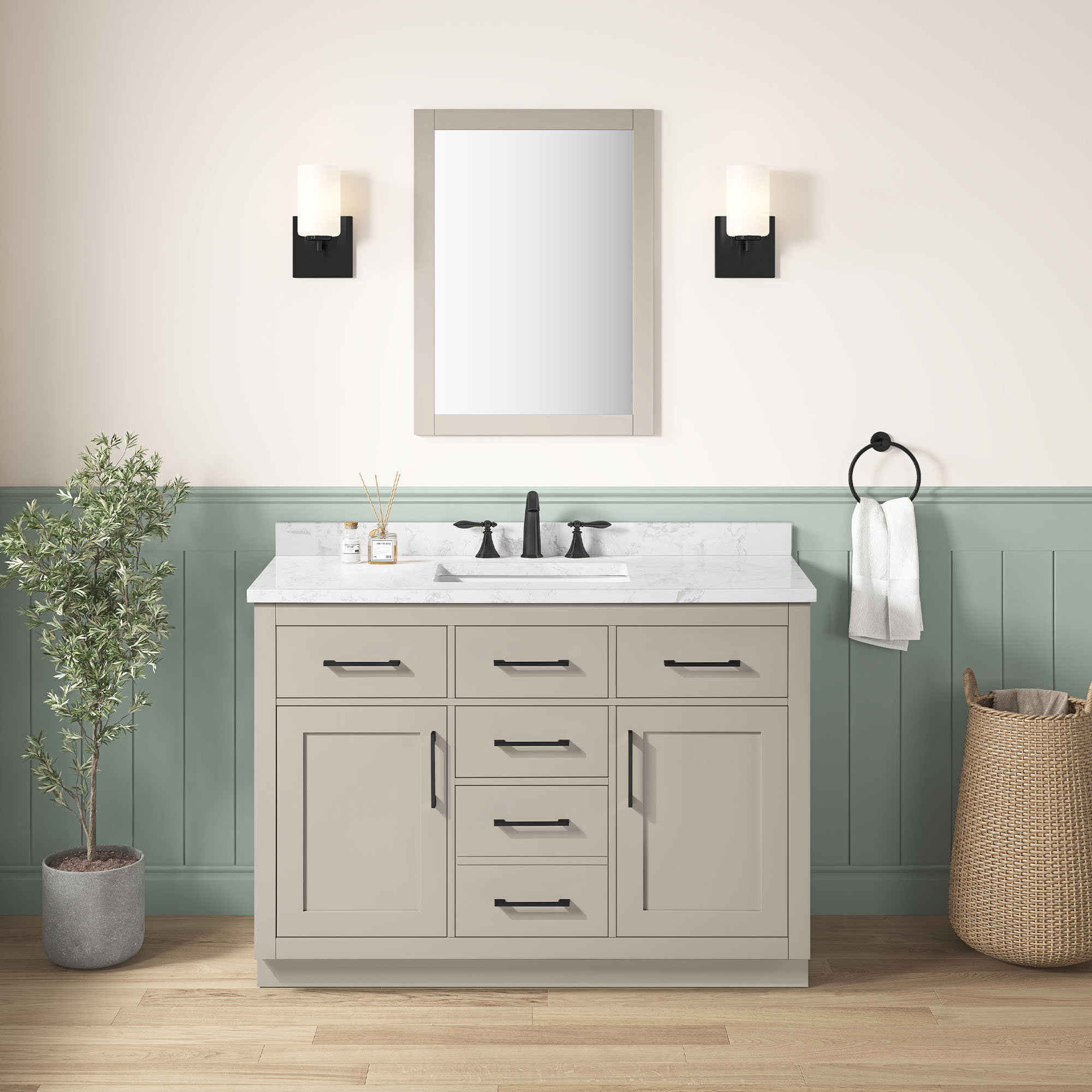 OVE Decors Athea 48 In. Single Sink Freestanding Sahara Birch Bathroom ...
