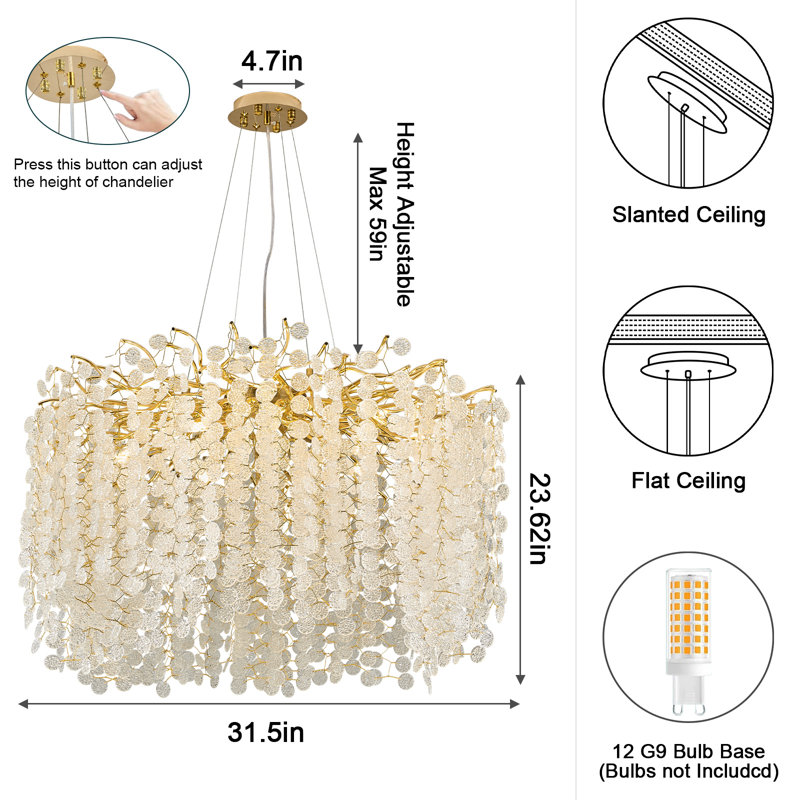 Akari Lanterns Akari Tree Branch Glass Art Gold Coin Chandelier ...