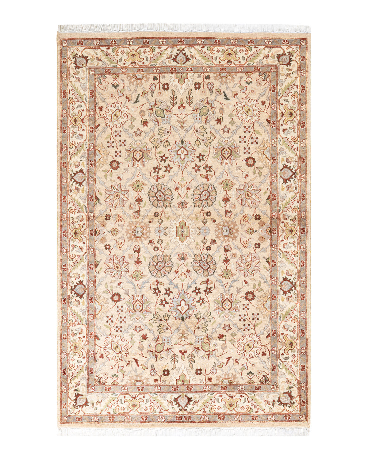 Solo Rugs Classic, One-Of-A-Kind Hand-Knotted Area Rug - Ivory, 4' 1" X ...