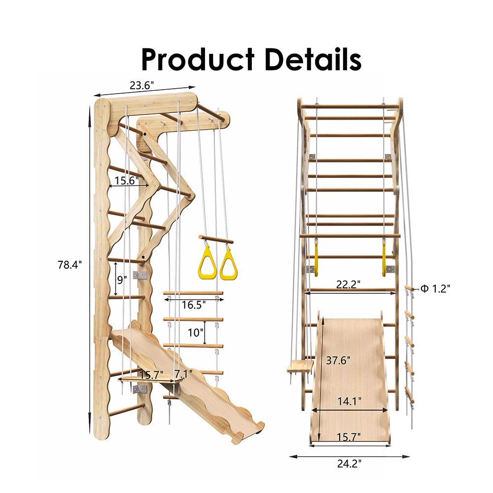 iYofe Foldable Indoor Pikler Triangle Climbing Gym Set For Toddlers ...