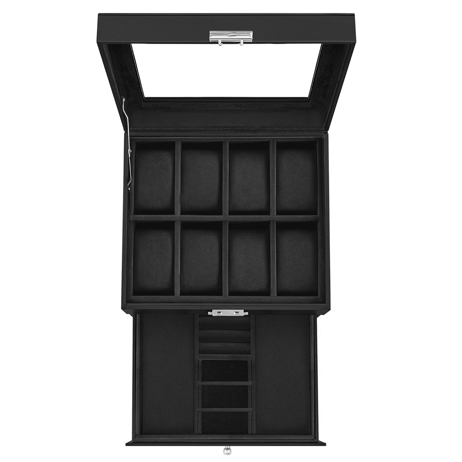 Latitude Run® 8-Slot Watch Box, Lockable Watch Case with Glass Lid, 2 ...