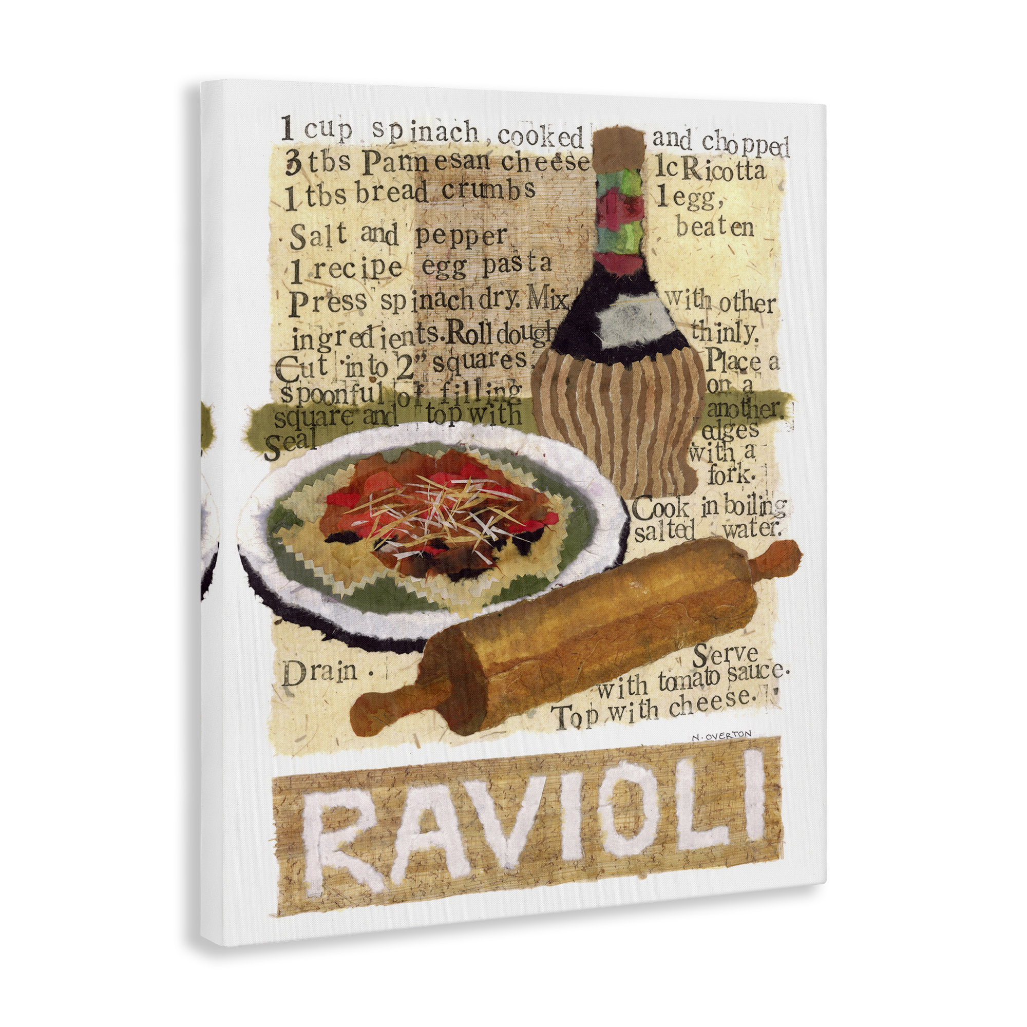 August Grove® Vintage Ravioli Recipe Canvas Wall Art by Nancy Overton ...