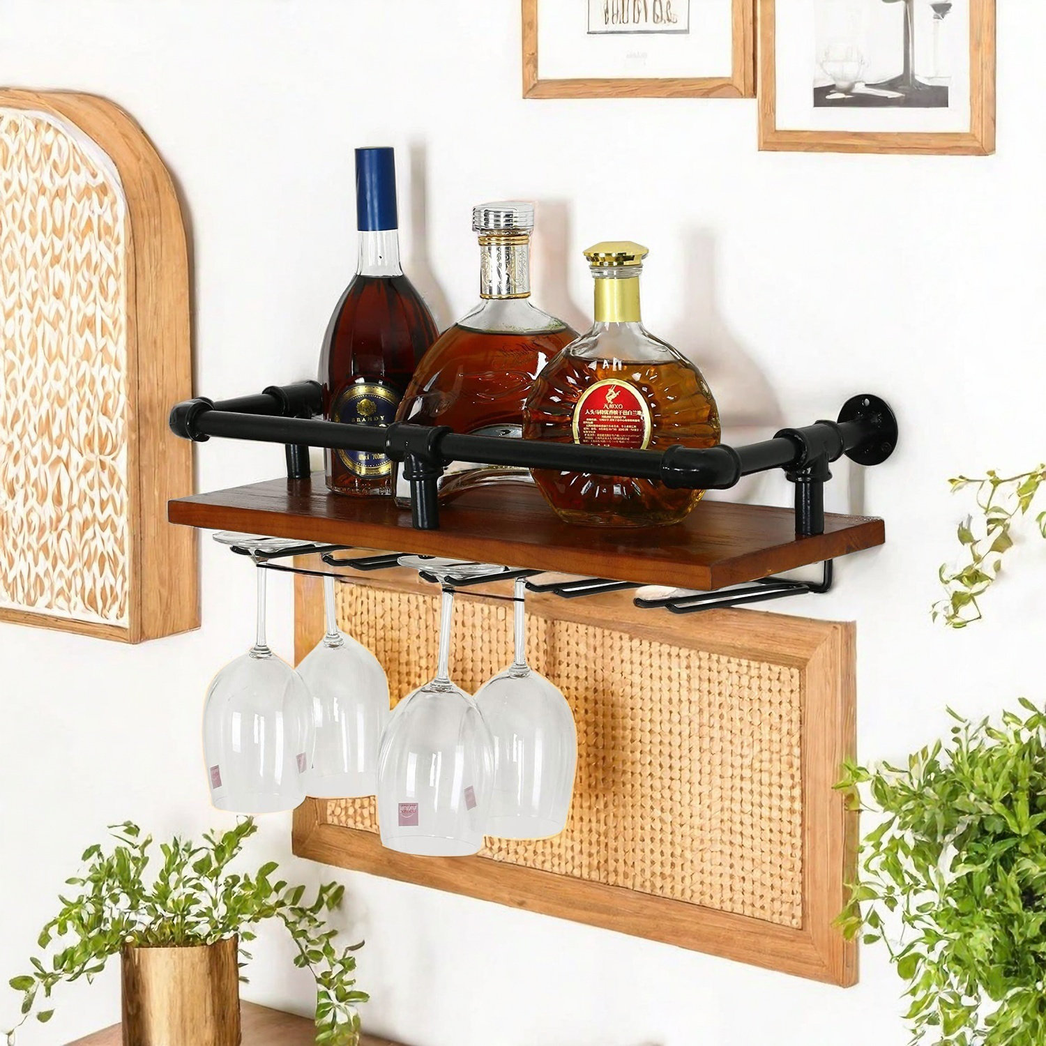 Trent Austin Design Wall Mounted Wine Rack Wine Bottle Glass Floating ...