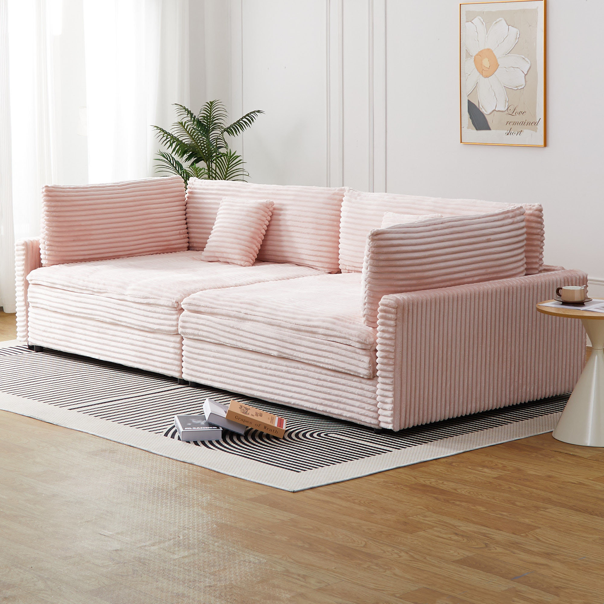 OutHome Furni 112" Corduroy Upholstered Sofa - Wayfair Canada